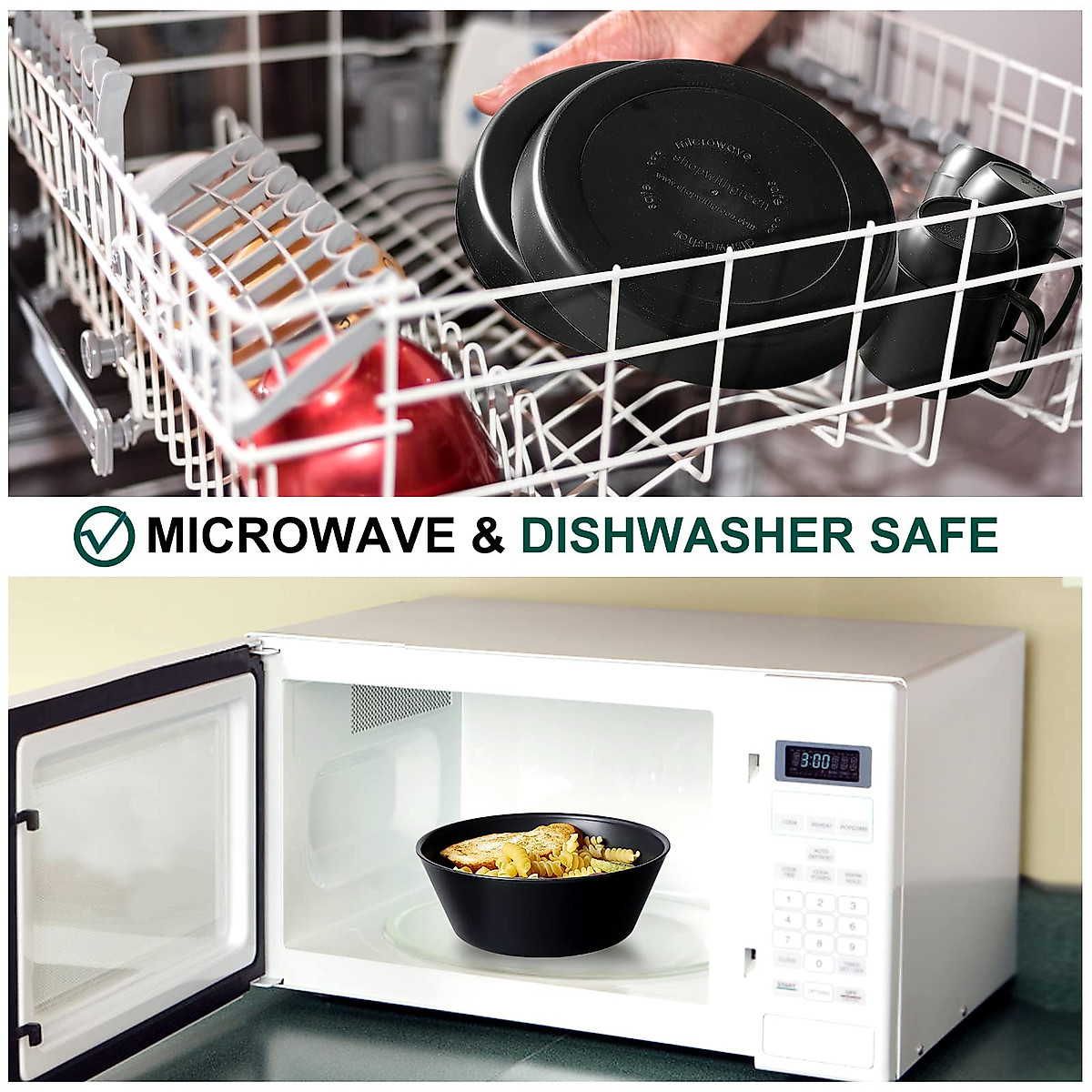 Shopwithgreen Wheat Straw Dinnerware Sets, 12 PCS Microwave Unbreakable Plates and Bowls Sets, Reusable Lightweight Tableware Dinner Dishes, Bowls, Cups, Dishes for Camping, Kitchen, RV