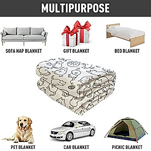 YISUMEI White Cat Throw Blanket Simple Strokes of Cats Playing Fleece Blanket Soft Warm Cozy for Kids Adult Gifts 60"x80"