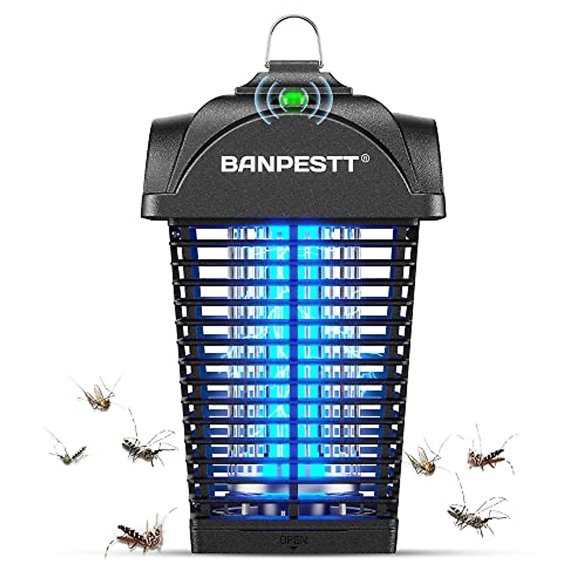BANPESTT Bug Zapper Outdoor/Indoor with Dusk-to-Dawn Light Sensor, IPX4 Waterproof Fly Zapper, Electric Mosquito Zapper, Insect Trap, Mosquito Killer, 90-130V (Black)