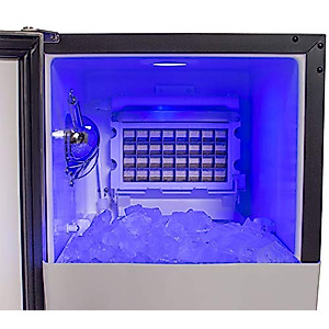 DUURA DI50P 65Lb Premium Clear Ice Cube Maker Machine with Drain Pump Blue LED and Energy Star Built-In Undercounter or Freestanding Household Residential or Commercial Use, 15 Inch Wide, Silver