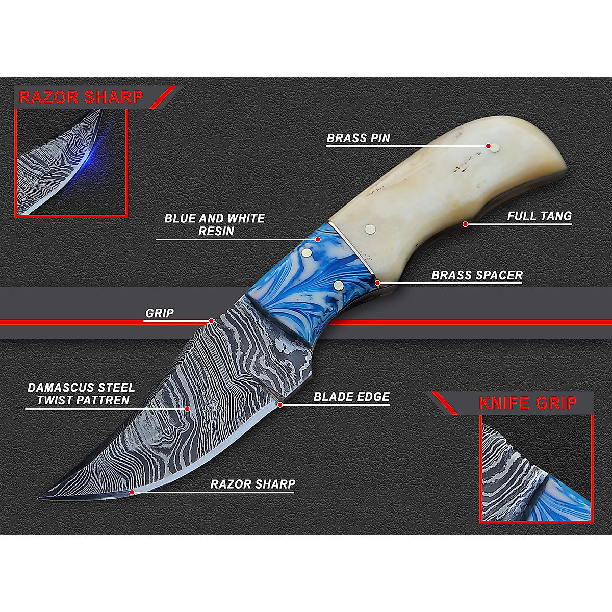 KNIFEIFY skinner fixed blade Knife: Handcrafted Elegance with Bone Handle - Perfect for Collectors and Outdoor Enthusiasts (CAMEL BONE)