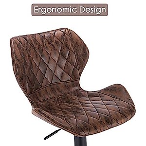 SUPERJARE Adjustable Bar Stools Set of 2, Rustic Swivel Barstools with Back, Modern Counter Height Chairs for Pub Kitchen, Retro Brown