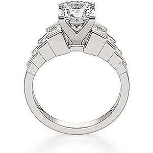 VINSON Cinderella Staircase Princess Cut 3 Ct VVS1 Clarity Colorless Moissanite Diamond 925 Sterling Silver Promise Engagement Wedding Ring for Women (6)