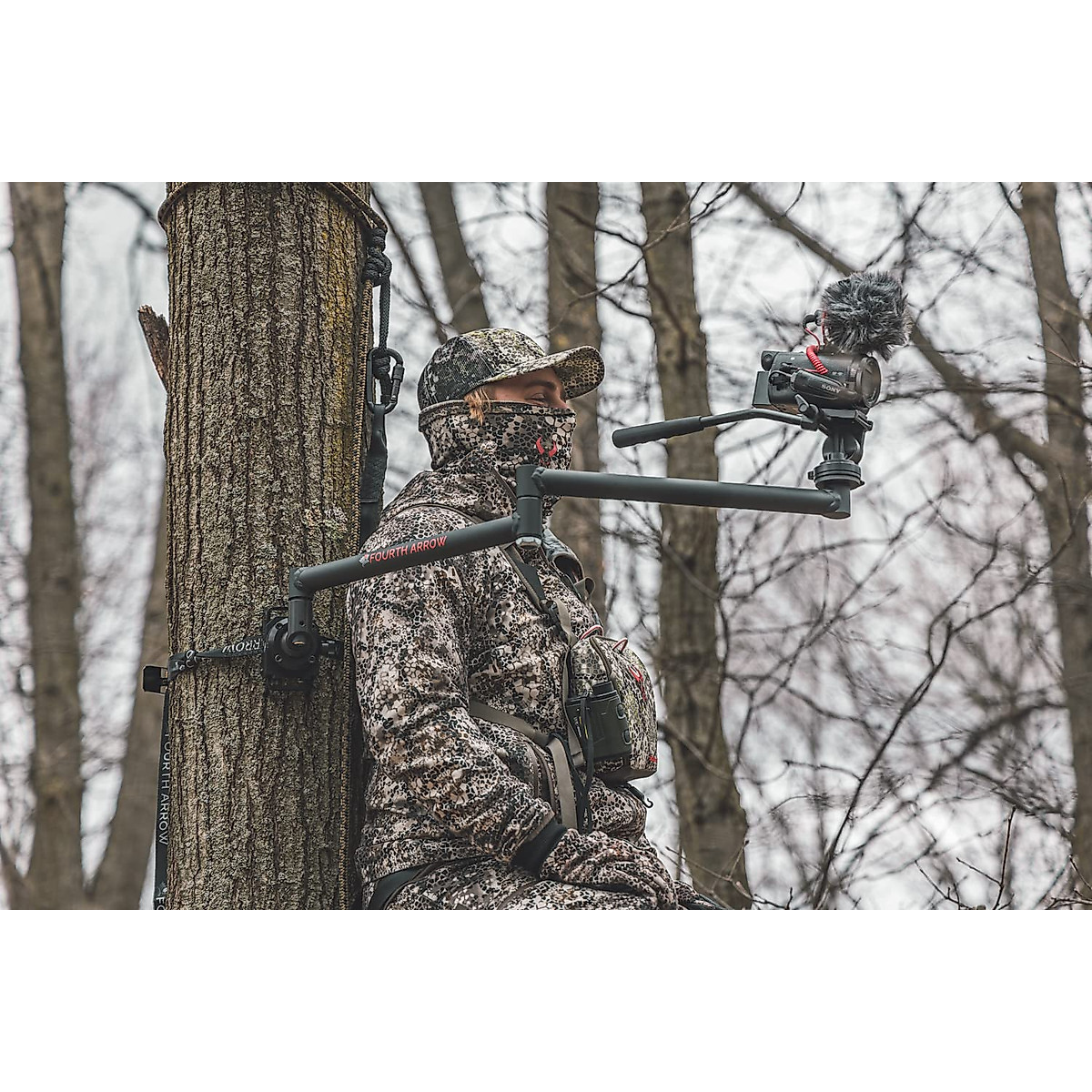 Fourth Arrow Stiff Arm Camera Arm Mount for Trees, Lightweight, Aluminum, 360 Tool-Less Leveling, Stable Bracket for Filming Hunts, Wide Range of Motion