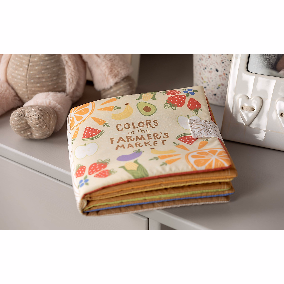 DEMDACO Farmer's Market Bright Colors 7 x 7 Polyester Fabric Baby Soft Touch Feel Book