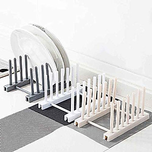 XJJZS Kitchen Organizer Pot Lid Rack Spoon Holder Pot Lid Shelf Cooking Dish Rack Pan Cover Stand Kitchen Accessories (Color : Beige)