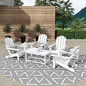 WestinTrends Malibu 3-Pieces Outdoor Table Set, Includes 1 Coffee Table and 2 Side Table, All Weather Poly Lumber Adirondack Patio Furniture Set, White