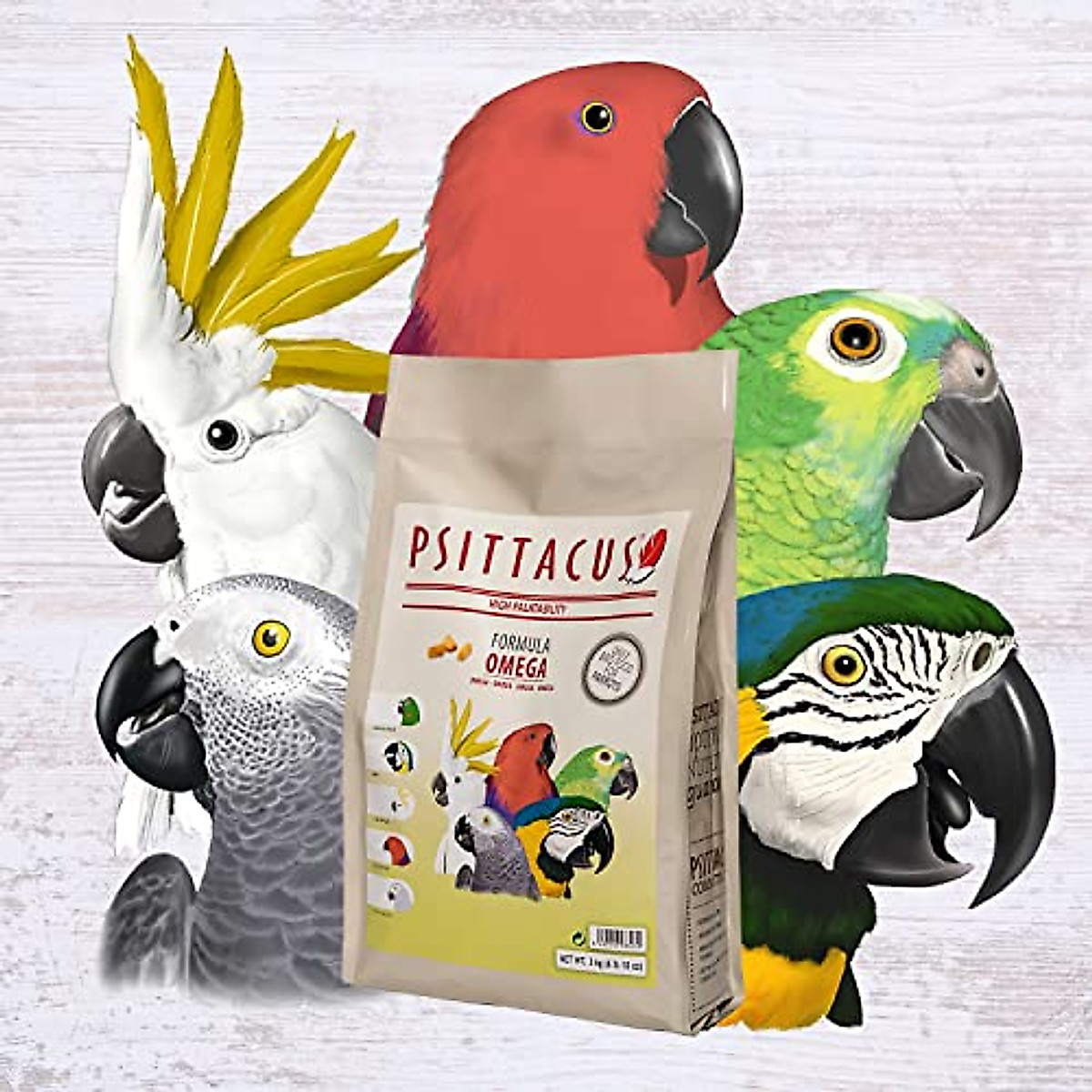 Psittacus Omega 6.6 lb | Complete Pellet Diet for African Greys, Macaws, Eclectus and Other African Parrots | Premium Food for Birds, 100% no-GMO
