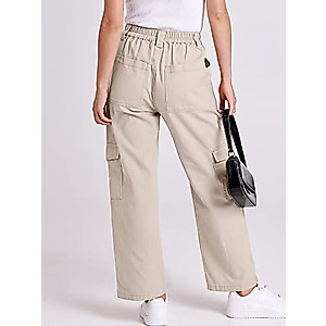 ANRABESS Women's Cargo Pants High Waisted Baggy Multiple Pockets Casual Work Pants Trendy Fashion Relaxed Fit Trousers Y2k for Teen Girls 1017mihuang-L