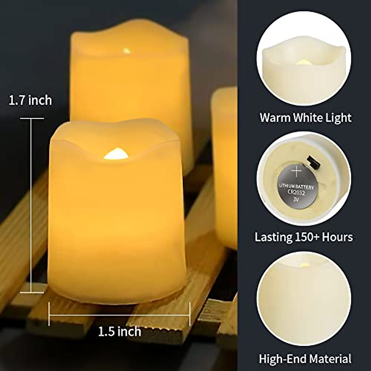 SHYMERY Flameless Votive Candles,Flameless Flickering Electric Fake Candle,24 Pack 200+Hour Battery Operated LED Tea Lights in Warm White for Wedding,Table,Festival,Halloween,Christmas Decorations