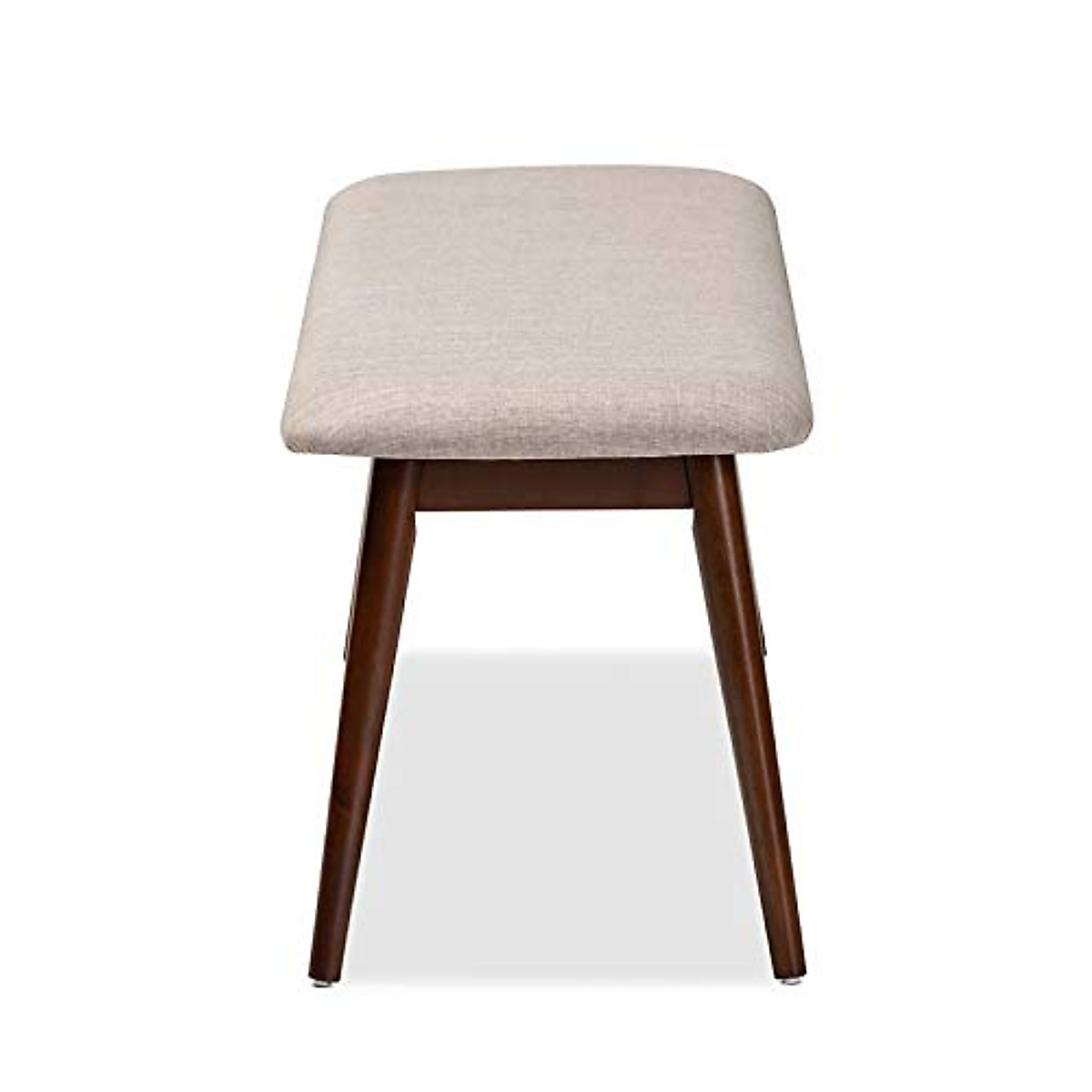 Baxton Studio Flora Mid-Century Modern Light Grey Fabric Upholstered Walnut Finished Wood Dining Bench