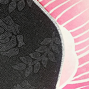 USTIDE Pink Flower Shaped Area Rug Washable Round Floral Carpet Absorbent Bathroom Rug Super Soft Round Play Rug for Kitchen Bedroom Living Room Nursery Decoration (39.3")