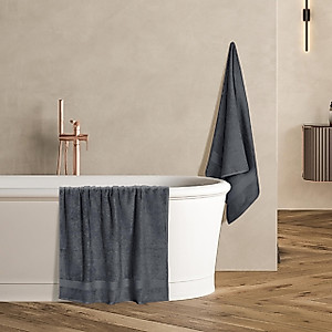 GLAMBURG Premium Cotton 4 Pack Bath Towel Set - 100% Pure Cotton - 4 Bath Towels 27x54 - Ideal for Everyday use - Ultra Soft & Highly Absorbent - Charcoal