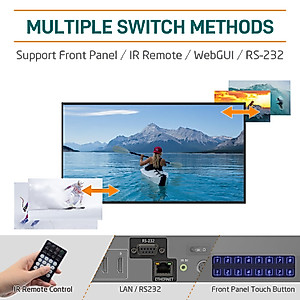 MAXSQUARE 8x8 HDMI Matrix Switch UHD 4K@60Hz 4:4:4 HDR Front Panel Touch Button, ARC & Audio Extraction, HDMI 2.0a, HDCP 2.2/1.4, 7.1ch Audio, EDID Management/Learning, TAA/NDAA Compliant