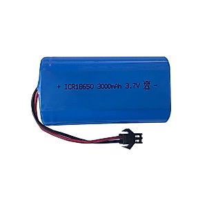 3.7V 3000mAh ICR18650 Rechargeable Battery Pack with SM 2P Plug