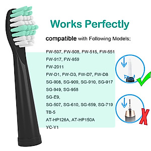 Relax Artist Toothbrush Replacement Heads Compatible with Fairywill Toothbrush Heads Handle Fairywill FW-507/508/551/515/917/959/2011 FW-D1/D3/D7/D8 for Fairywill Electric Toothbrush 8 Count