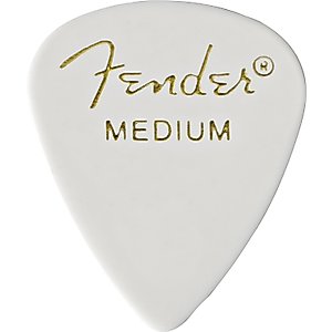 Fender Classic Celluloid Guitar Picks 351 Shape, Stocking Stuffers, Guitar Accessories, White, Medium, 12-Pack