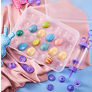 Maxcheck 6 Pack 144 Count Deviled Egg Containers with Lid and 3 Set Deviled Egg Injector Piping Tool Clear Plastic Organizer for Refrigerator Stackable Dispenser Carrier Tray for Easter Thanksgiving