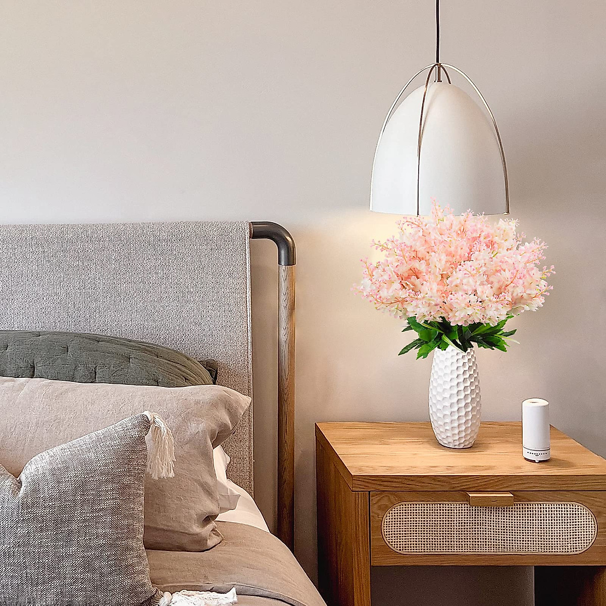 Uieke 4Pcs Artificial Flowers Wisteria Bundle Fake Flowers Silk Floral Bouquet Arrangements for Home Wedding Party Garden Fences Decor Light Pink