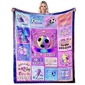 Soccer Gifts for Girls Gifts for Soccer Players Girls Soccer Blanket for Girls, Teen Girls Soccer Gifts, Soccer Lovers Gifts, Soccer Team Gifts 40"X50" Blanket, Christmas, Holiday, Thanksgiving Gifts