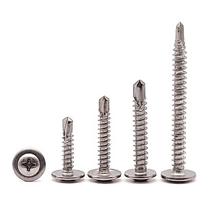 #10 x 2 (50 Pack) Stainless Steel Wafer Head Self Drilling Screws, 410 Stainless Steel Phillips Modified Truss Head Sheet Metal Screws, No Pre-drilled Needs, Quick Metal Self Tapping Screws