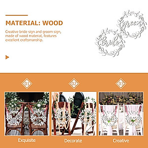 PRETYZOOM 1 Set Groom Bride Bridal Shower Chair Decorations for Bride Rustic Wedding Chair Decorations Bride and Groom Chair Signs for Wedding Bridegroom White Pendant Wooden Board