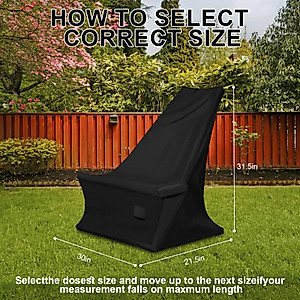 GJMZTQG Heavy Duty Outdoor Wooden Folding Chair Cover, 600D Waterproof UV Resistant Anti-Fading Patio Chair Cover, with Air Vent and Drawstring, Black,30"L x 21.5"W x 31.5"H