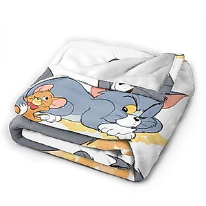 to.m and Je.rry Blanket Plush Throw Ultra Soft Premium Fluffy Flannel All Season Light Weight Sofa Couch Throw Living Room/Bedroom Warm Blanket-60 X50