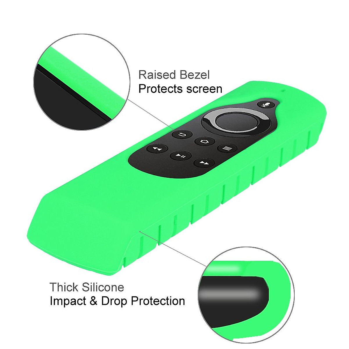Fintie Silicone Case for 2nd Gen Fire TV Stick with 1st Gen Alexa Voice Remote, Compatible with Echo/Echo Dot Alexa Voice Remote - Honey Comb Series [Anti Slip] Shockproof Cover, Green-Glow