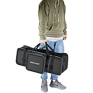 Neewer Photo Studio Equipment 30"x10"x10"/77x25x25cm Centimeters Large Carrying Case with Strap for Tripod, Light Stand, Photo Lighting Bundle Kit, Padded Compartments, Big Cushion Storage(Black/Blue)