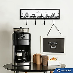 Decorada Paris Decor for Bedroom (4 Towel/Coat Hooks) Paris Bathroom Decor - Paris Wall Decor Made from Wood 3.5 x 16.9 & Wall Mounting Screws