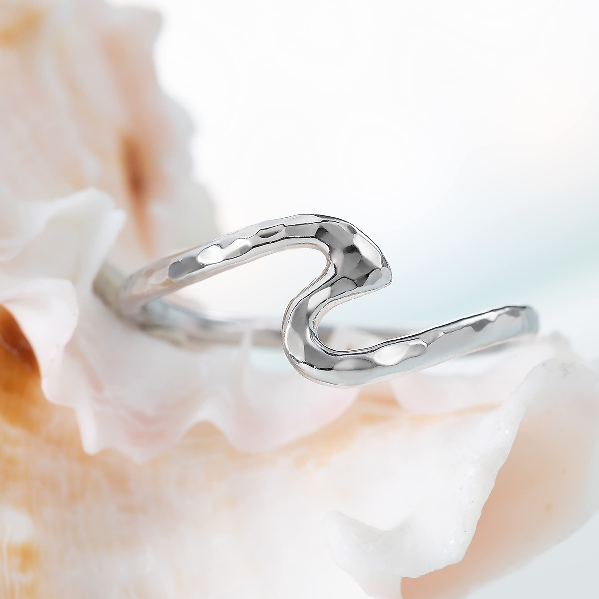 Aloha Jewelry Company Sterling Silver Hawaiian Hammered Wave Ring Stackable Wedding Eternity Band, Sizes 4-10 (9)