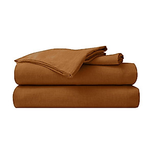 CBHME Bedding Duvet Cover Set Linen, 100% Natural French Flax Linen Duvet Cover, Farmhouse Comforter Cover Set (1 Duvet Cover and 2 Pillowcases) Queen Size Red