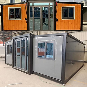 Generic Portable Folding House Container Tiny Homes prefab Home with Toilet, Sink, Shower, Folding Rooms Cabinets, Windows,., Customize