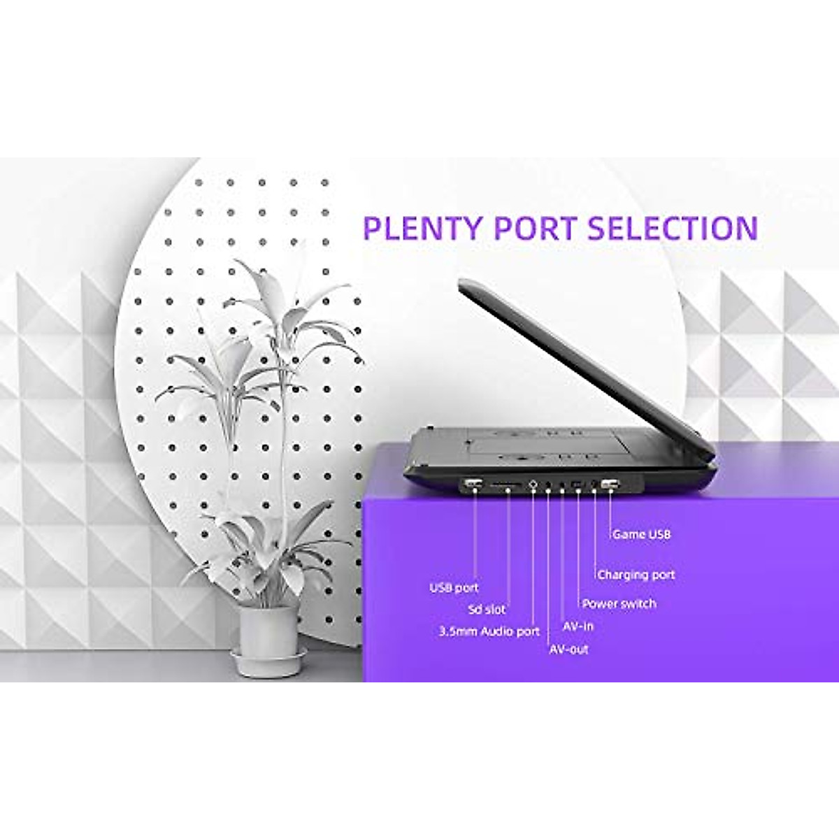 17.5" Portable DVD Player with 15.6" Large HD Screen, 6 Hours Rechargeable Battery, Support USB/SD Card/Sync TV and Multiple Disc Formats, High Volume Speaker,Black+ Purple