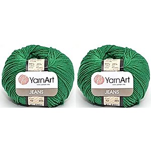 Amigurumi Cotton Yarn, YarnArt Jeans Yarn 55% Cotton 45% Acrylic Lot of 2 Skein 100gr 350yds Knitting Acrylic Cotton 2 Sport Yarn (52)