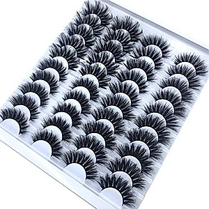 HBZGTLAD 20 pairs 3D Mink Lashes Natural False Eyelashes Dramatic Volume Fake Lashes Makeup Eyelash Extension Silk Eyelashes(F082)