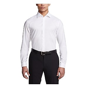 UNLISTED Men's Dress Shirt Slim Fit Solid, White, 15"-15.5" Neck 34"-35" Sleeve