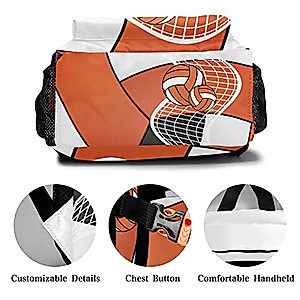 Anneunique Personalized Volleyball Orange Name Backpack Casual Travel Daypack for Hiking Traveling Sport