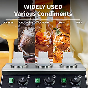 Generic Electric Sauce Warmer Dispenser Commercial Hot Fudge Sauce Bottle Warmer Nacho Cheese Warmer Dispenser with 650ml Bottles 30-85℃ Adjustable, Silver