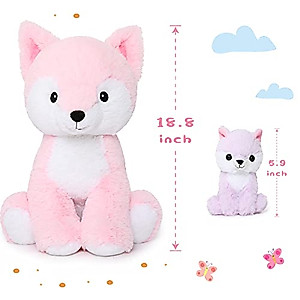 MorisMos Fox Stuffed Animals Plush Toys, Soft Stuffed Fox Mommy & Babies Set, Fox Plush Toy Large Size for Women, Girl, Kids on Mother's Day, Birthday, Christmas, 19in