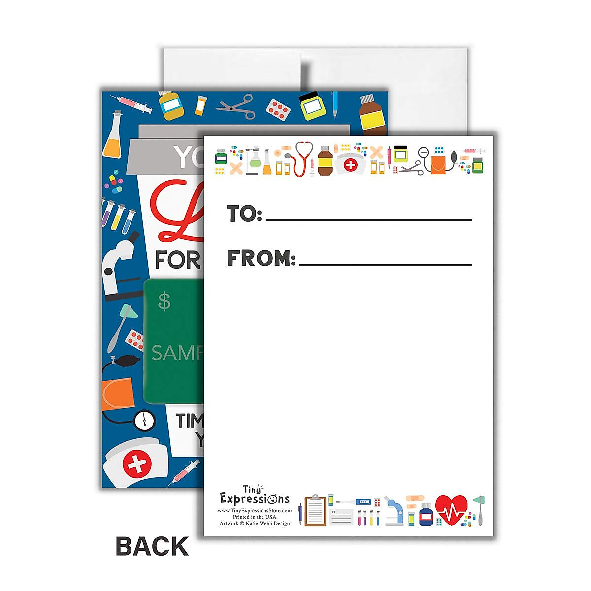 Tiny Expressions – Medical Appreciation Coffee Gift Card Holders (4 Pack) | Set of 4 with Envelopes | Hospital Themed 5"x7" Gifts for Nurses, Doctors, Medical Assistants & Employees | Made in USA