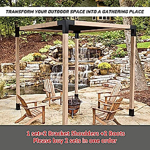 TOMCHY Pergola Brackets Kit Heavy Duty with Post Base Pergola Brackets 4x4 inches DIY Pergola Kit with Steel Brackets and Pergola Brackets Boot Shoulder and Lag Bolts （2 Bracket Shoulders +2 Boots）