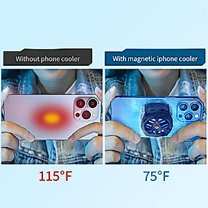 Wireless Phone Cooler Fan, Magnetic Wireless Phone Cooling Fan Wireless Cell Phone Cooler for Gaming Wireless, Phone Cooler for Sauna Compatible with iPhone, Samsung and Google Pixel and More -Black