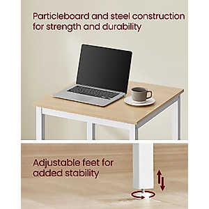 VASAGLE Bar Table, Small Kitchen Dining Table, High Top Pub Table, Height Cocktail Table for Living Room Party, Sturdy Metal Frame, 23.6 x 23.6 x 36.2 Inches for Narrow Spaces, Oak Beige and White