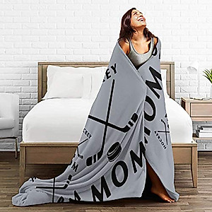 Cyloten Blanket Hockey Mom Fleece Blanket Foldrable Throw Blanket Washable Couch Sofa Fuzzy Blanket Reversible Plush Blanket Beach Blanket for Home Office