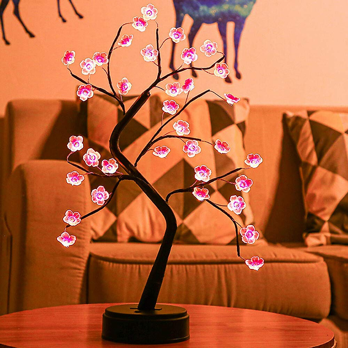 OTAVILEM Bonsai Tree Light, Tree Lamps for Living Room, Cute Night Light for House Decor, Good for Gifts, Home Decorations, Weddings, Christmas and More (Pink Cherry Blossom, 36 LED)