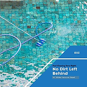 Aquatix Pro Pool Vacuum Head with Wheels, 14" Heavy Duty Model, Aluminum Handle, Flex Swimming Pool Vacuum Head with Swivel, Weighted Attachment for Concrete or Plaster Pool Cleaning