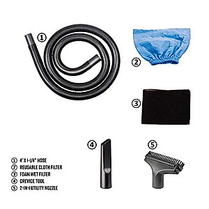 Vacmaster, VP205, 2.5 Gallon 2 Peak HP Portable Wet/Dry Shop Vacuum, Blue