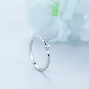 CANDYFANCY Promise Rings Cubic Zirconia 925 Sterling Silver Midi Knuckle Stackable Engagement Wedding Band Size 6.25